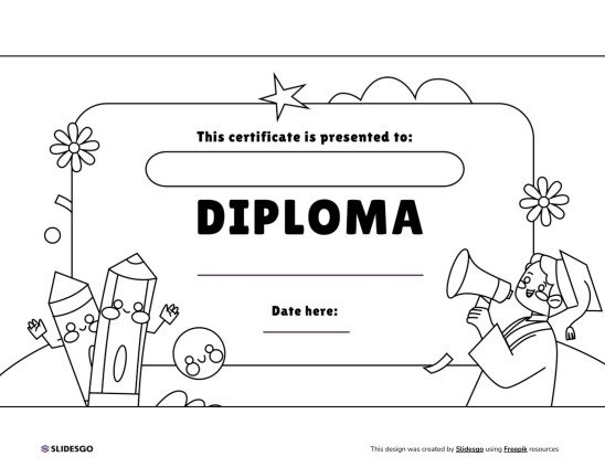 Kids Diploma Coloring Book Template