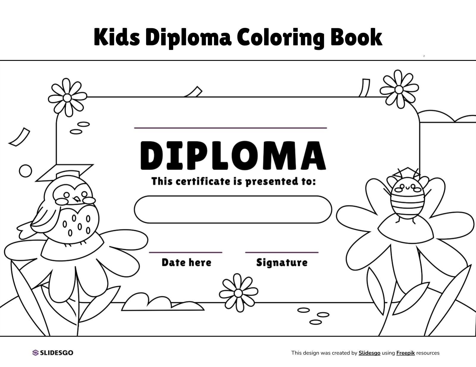 Kids Diploma Coloring Book Template