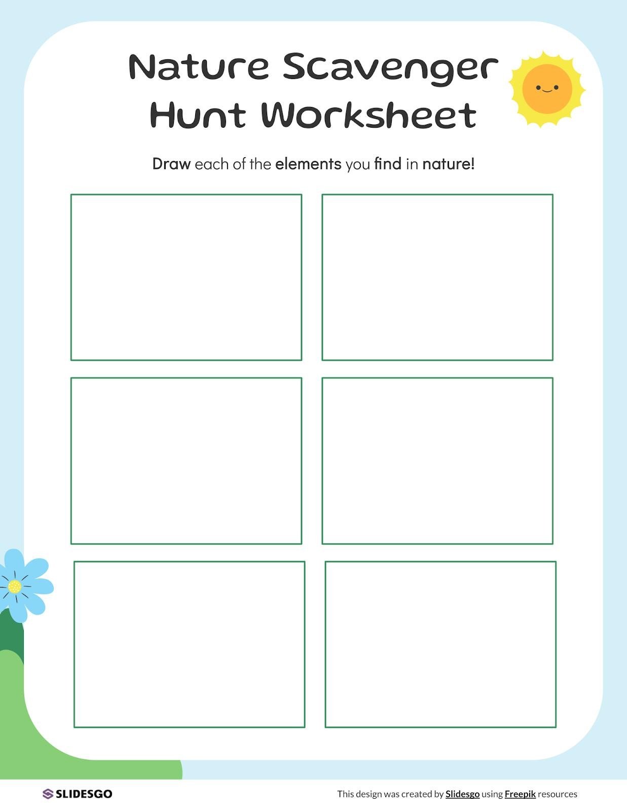 Nature Scavenger Hunt Worksheet Template