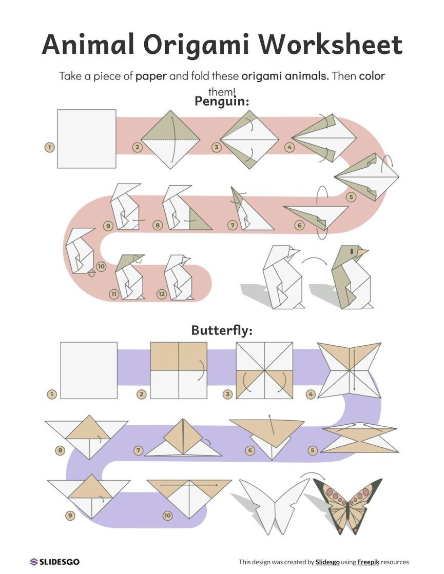 Animal Origami Worksheet Template
