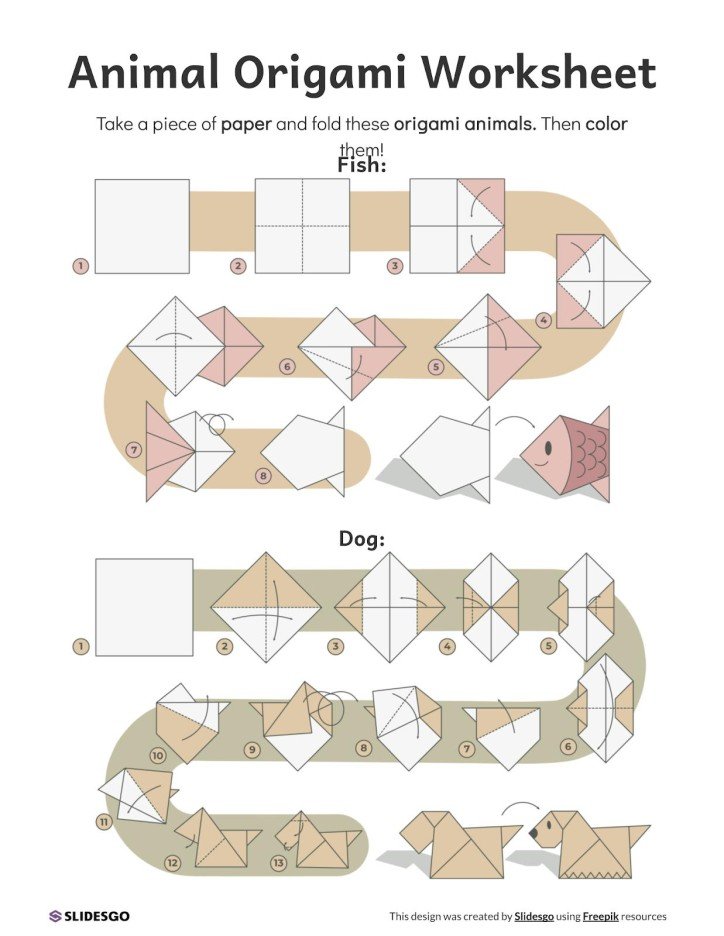 Animal Origami Worksheet Template