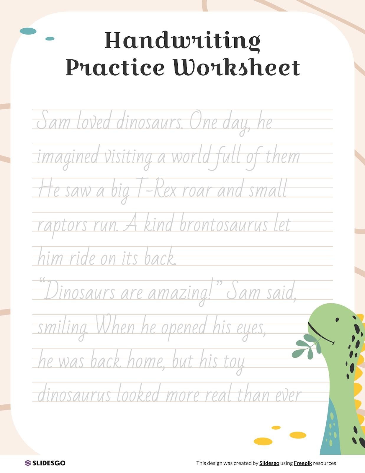 Handwriting Practice Worksheet Template