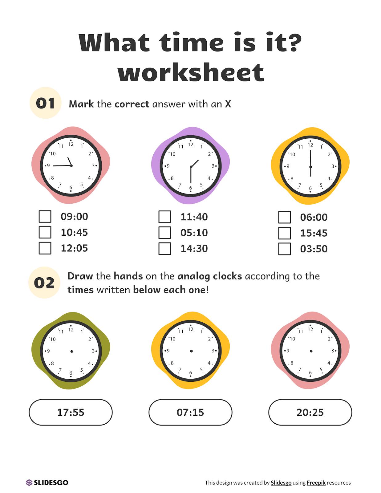 Apresentação Que horas são? Planilha