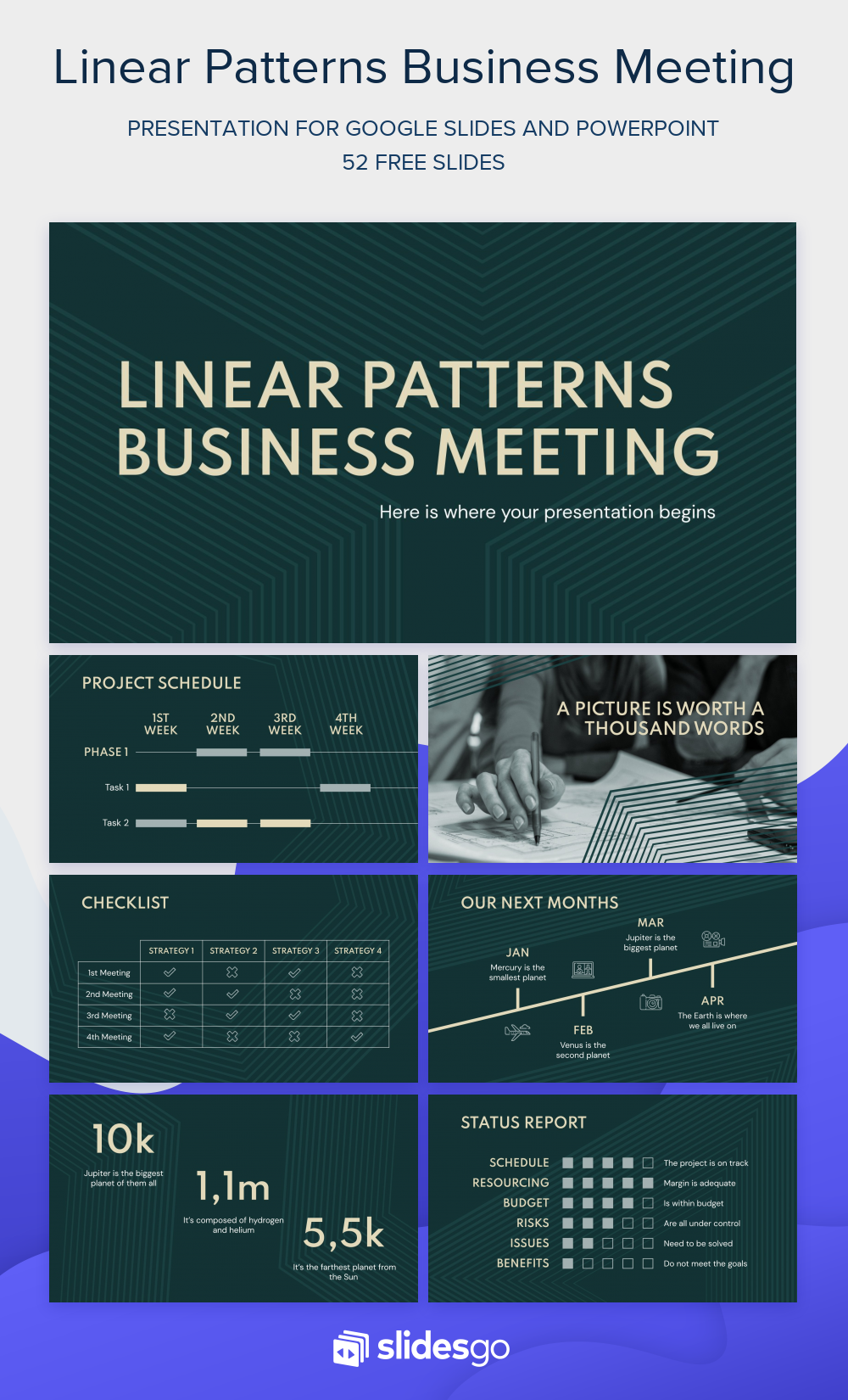Linear Patterns Business Meeting | Google Slides & PowerPoint