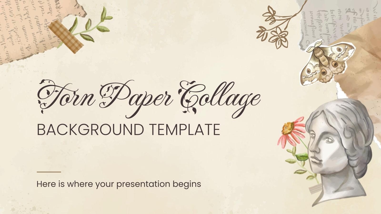 Torn Paper Collage Background Template