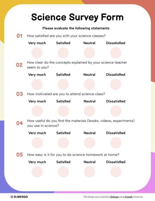 Science Survey Form Template