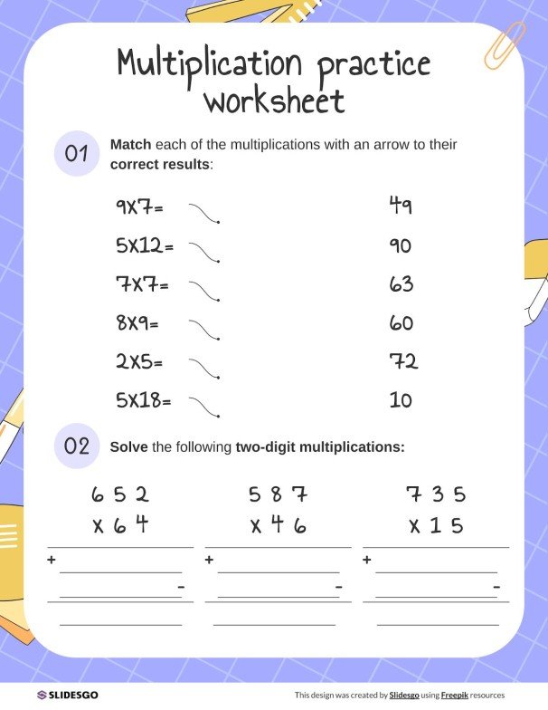 Multiplication Practice Worksheet Template