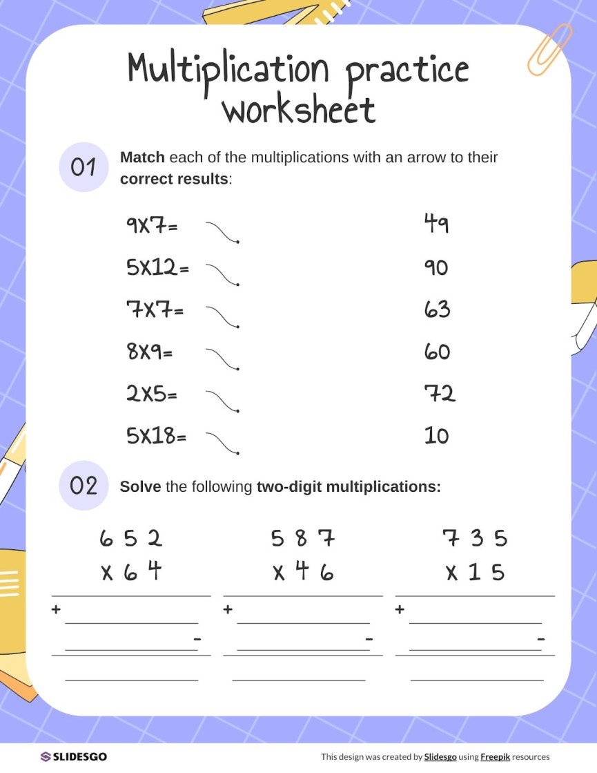 Multiplication Practice Worksheet Template