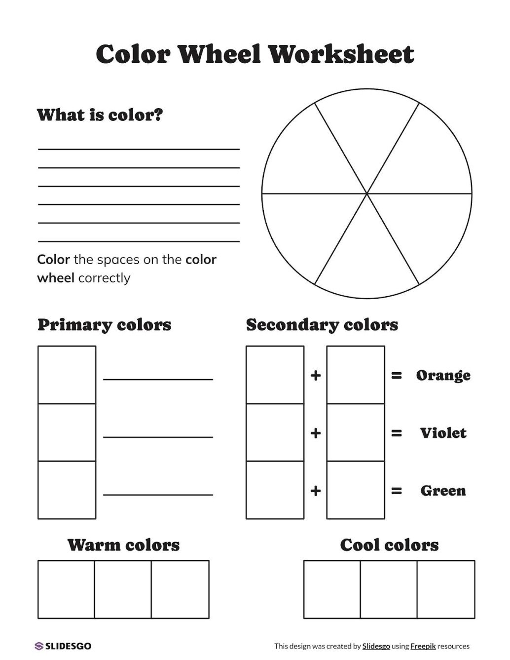 Color Wheel Worksheet Template