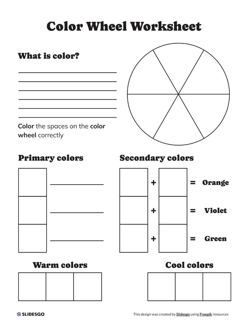 Color Wheel Worksheet Template