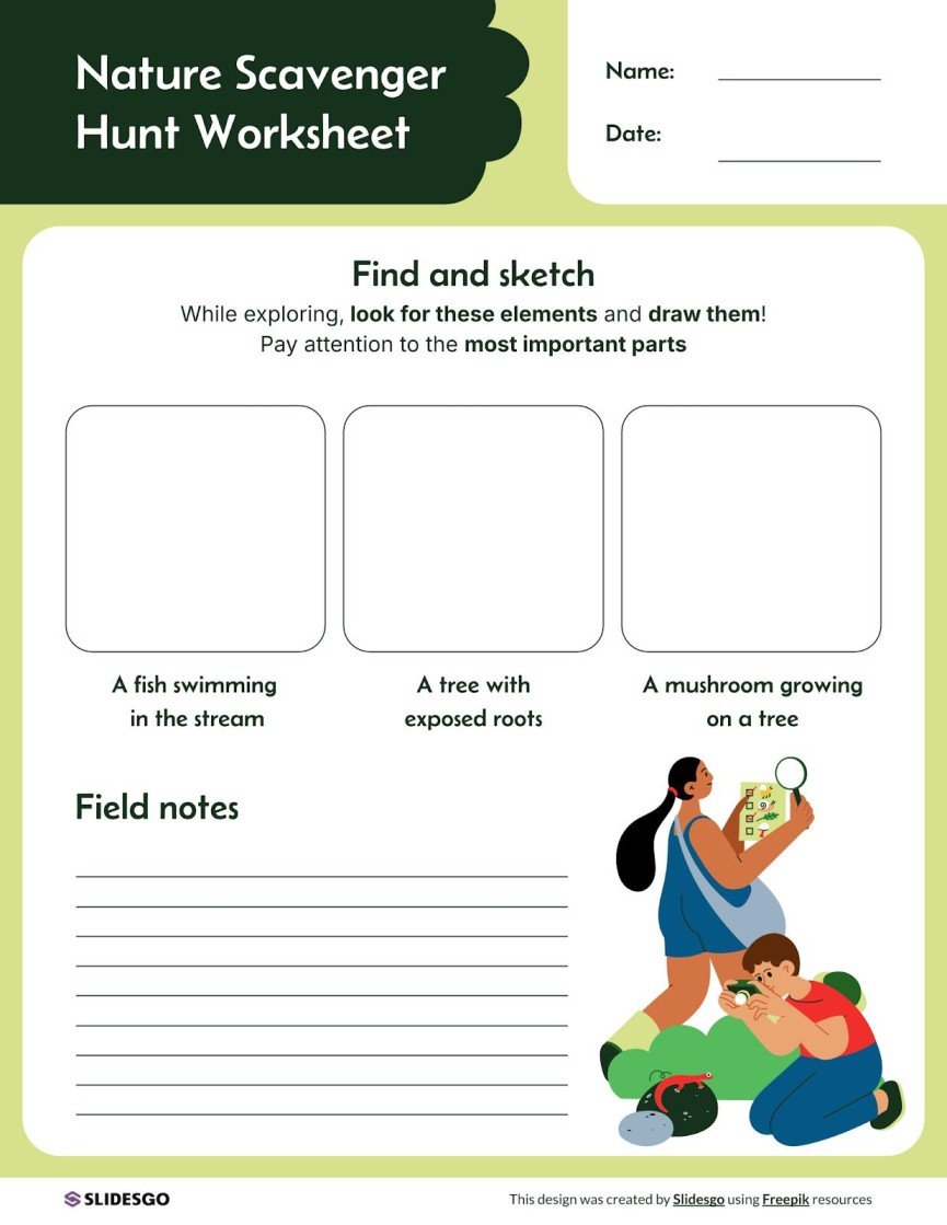 Nature Scavenger Hunt Worksheet Template