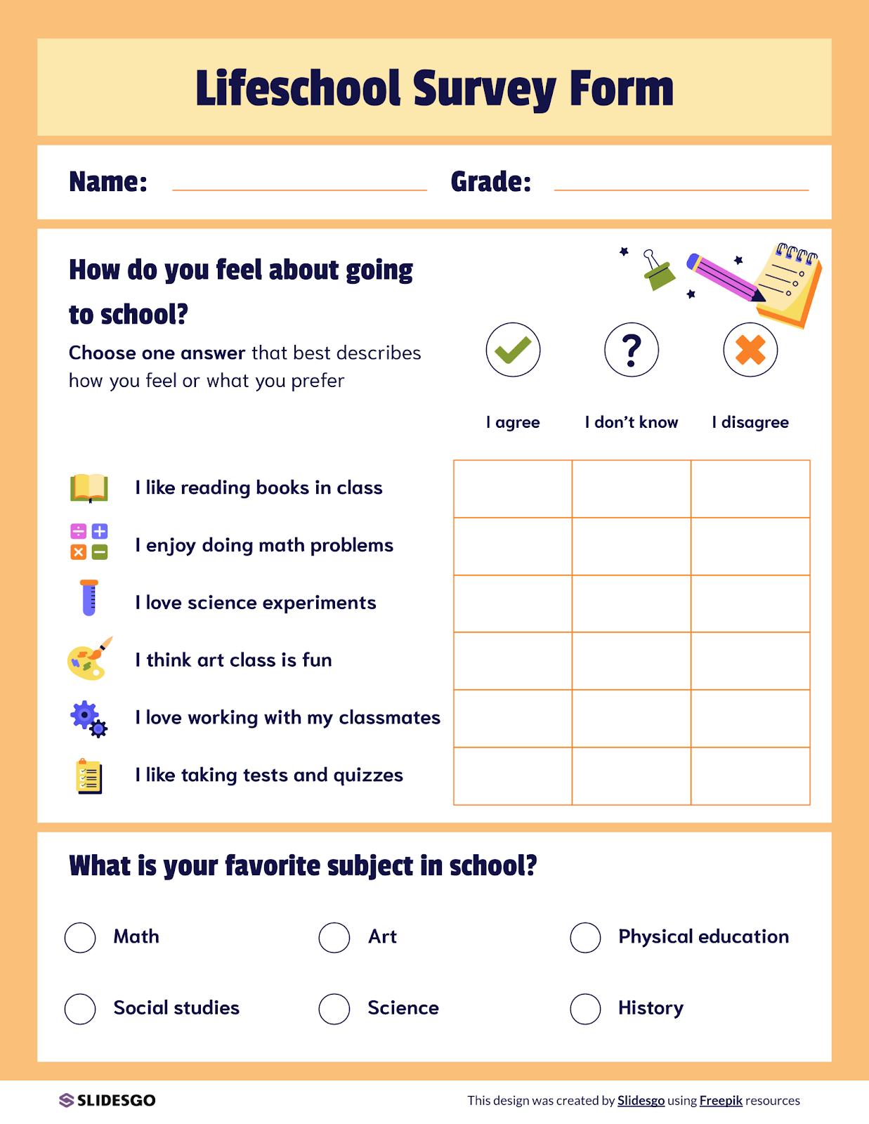 Lifeschool Survey Form Template