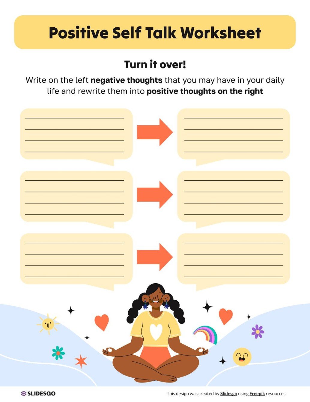 Positive Self Talk Worksheet Template