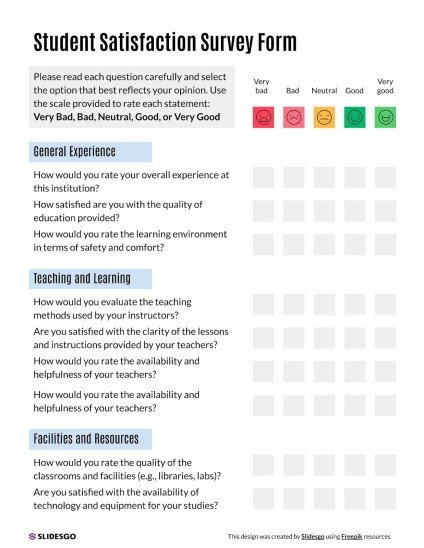Student Satisfaction Survey Form Presentation