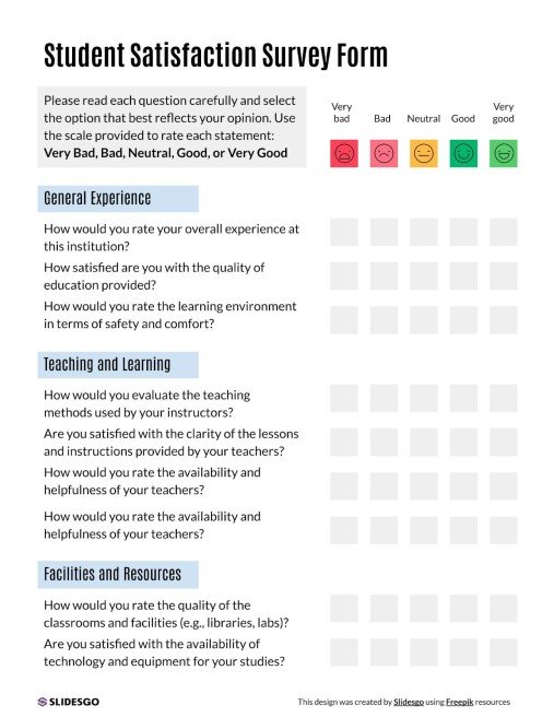 Student Satisfaction Survey Form Presentation
