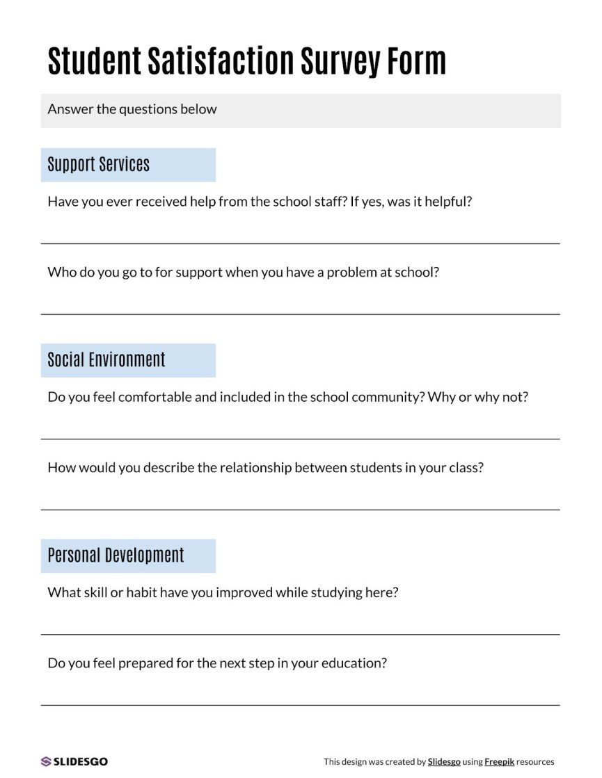 Student Satisfaction Survey Form Presentation