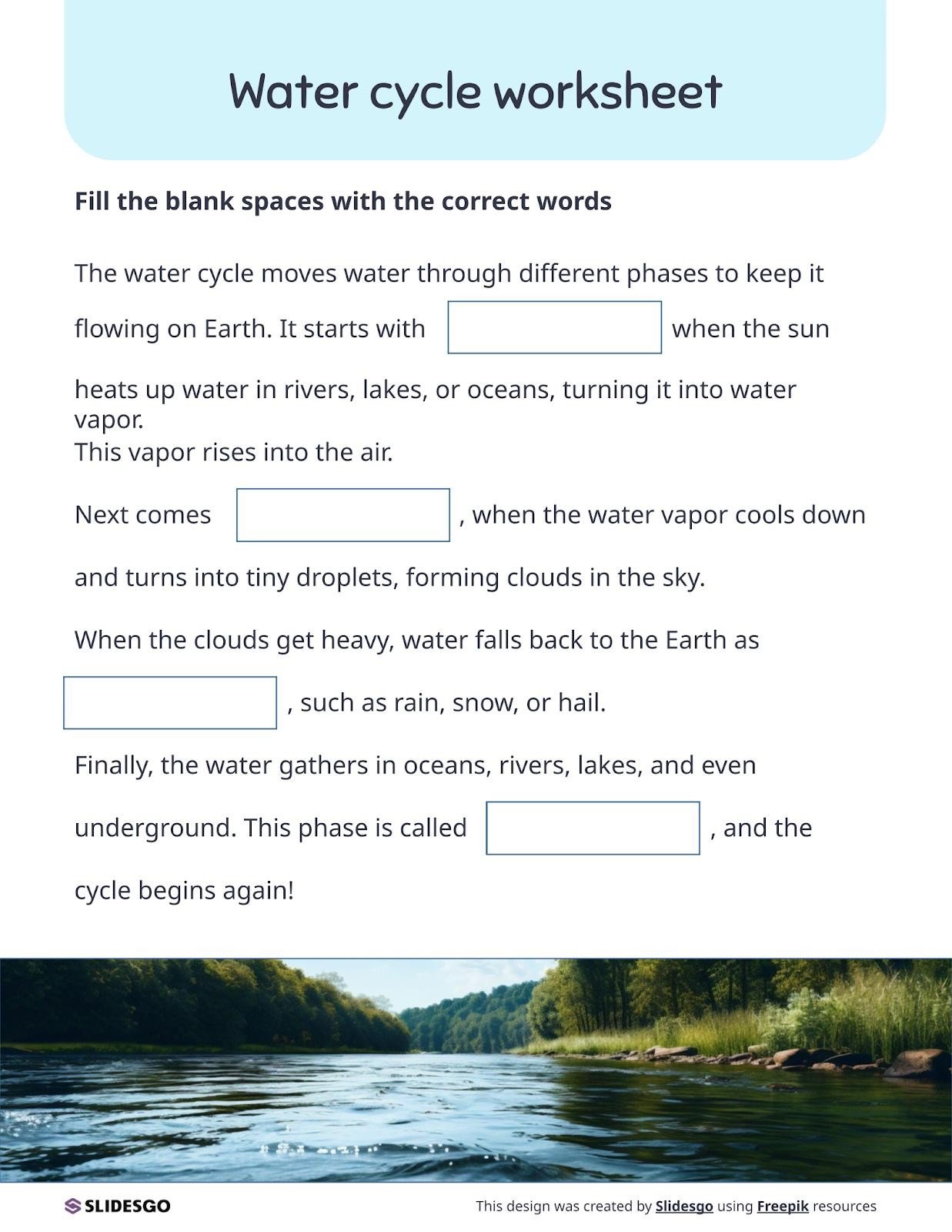 Water Cycle Worksheet Presentation