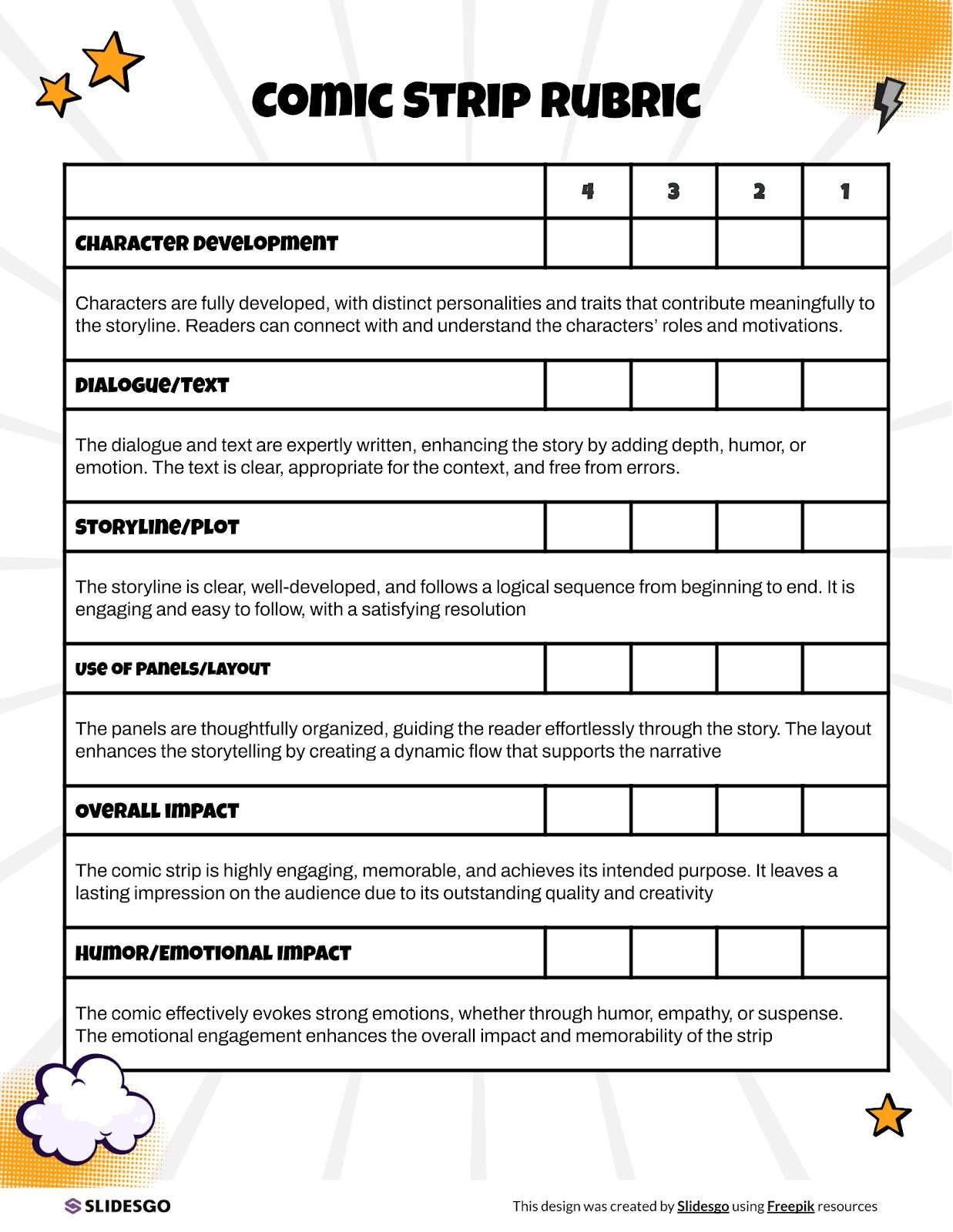 Comic Strip Rubric Presentation