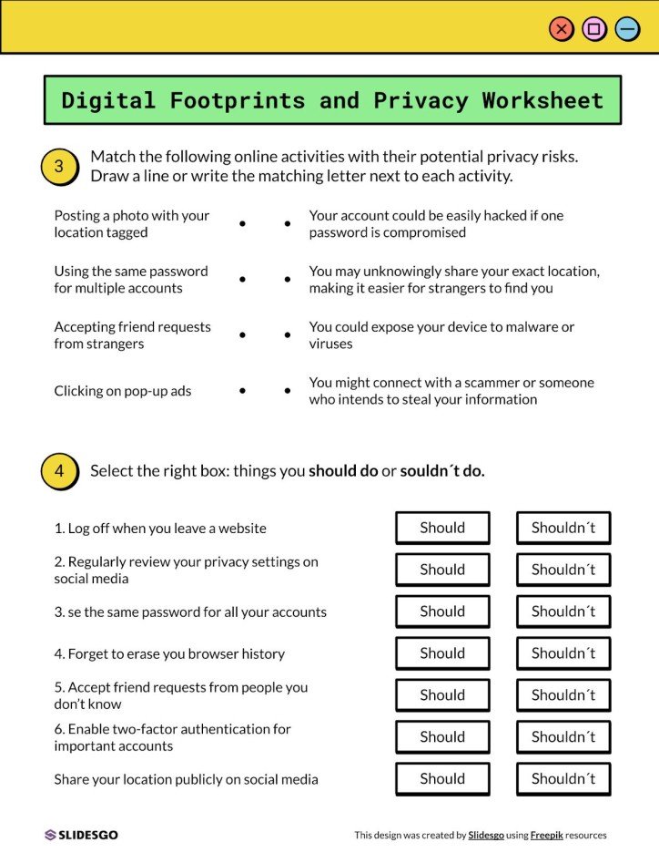 Digital Footprints and Privacy Worksheet Presentation