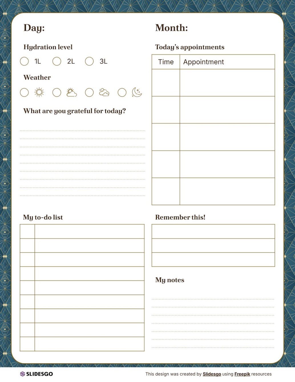 Geometric Elegant Art Deco Planner Template