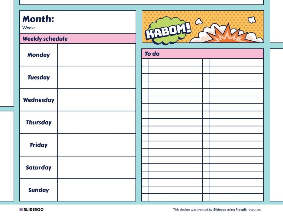 Comic Aesthetic Planner Template