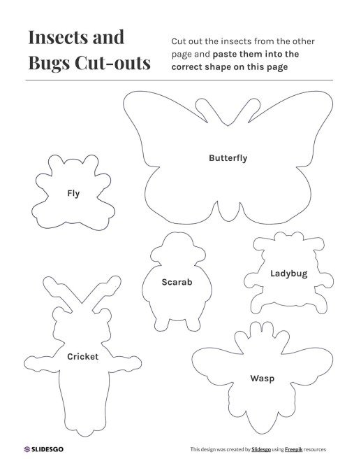 Insects and Bugs Cut-outs Template