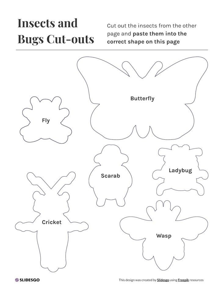 Insects and Bugs Cut-outs Template