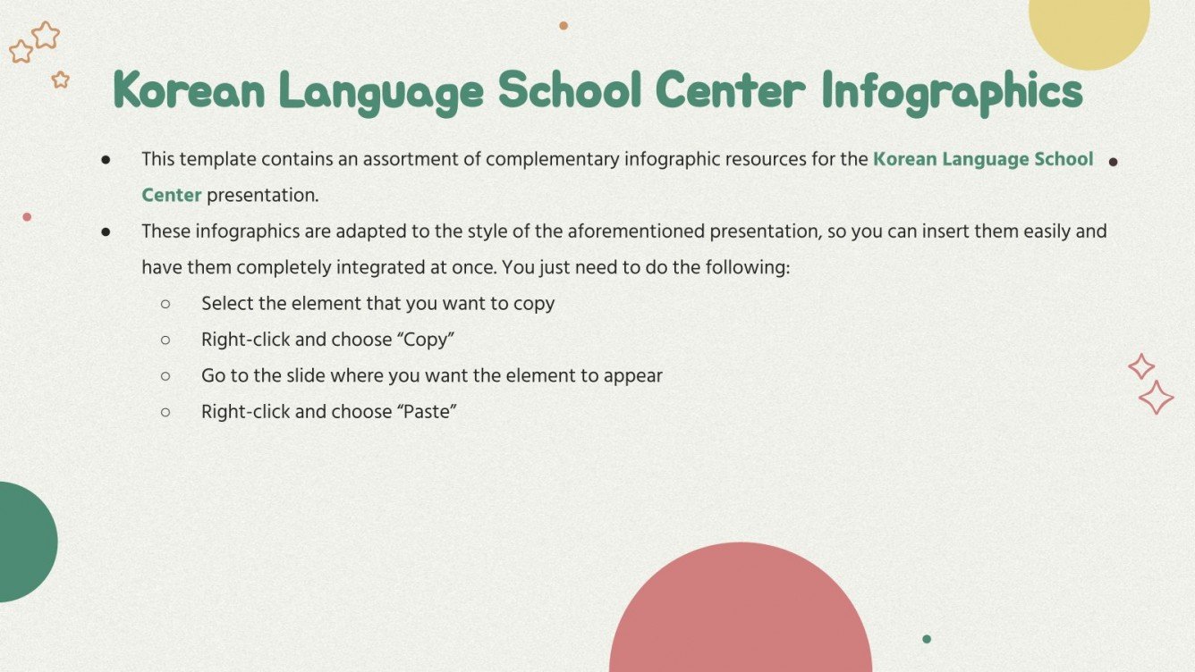 Korean Language School Center Infographics | Google Slides