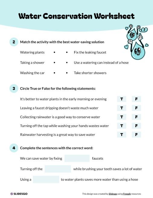 Water Conservation Worksheet Presentation