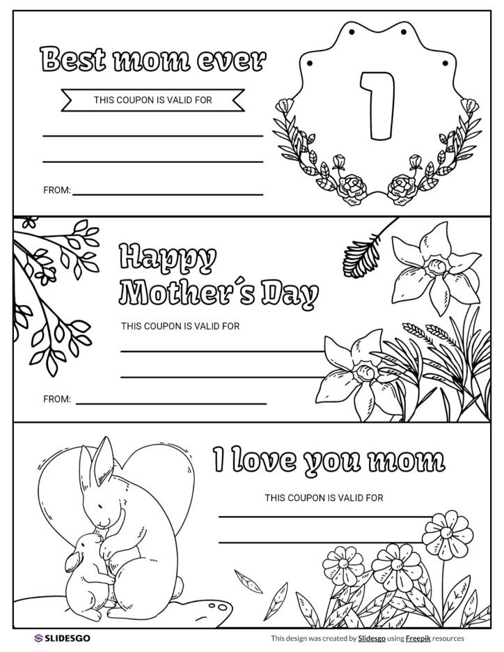 Mother's Day Coupon Coloring Book Template