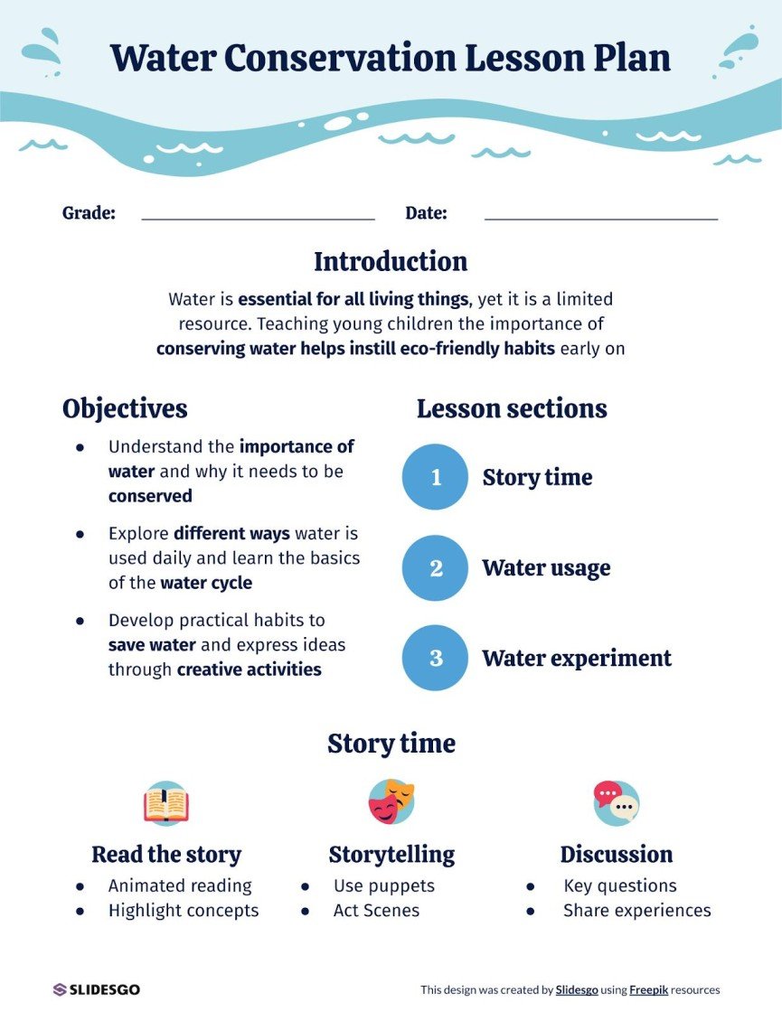 Water Conservation Lesson Plan Template
