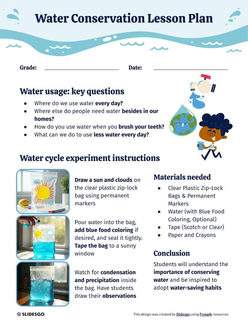 Water Conservation Lesson Plan Template