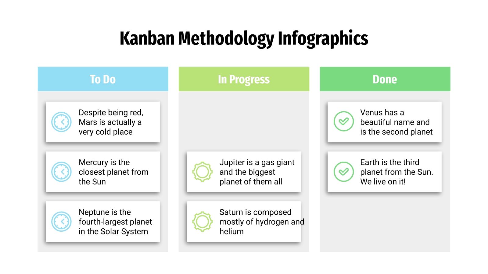 Infographies méthodologie Kanban | Pour Google Slides et PPT Infographies méthodologie Kanban | Pour Google Slides et PPT