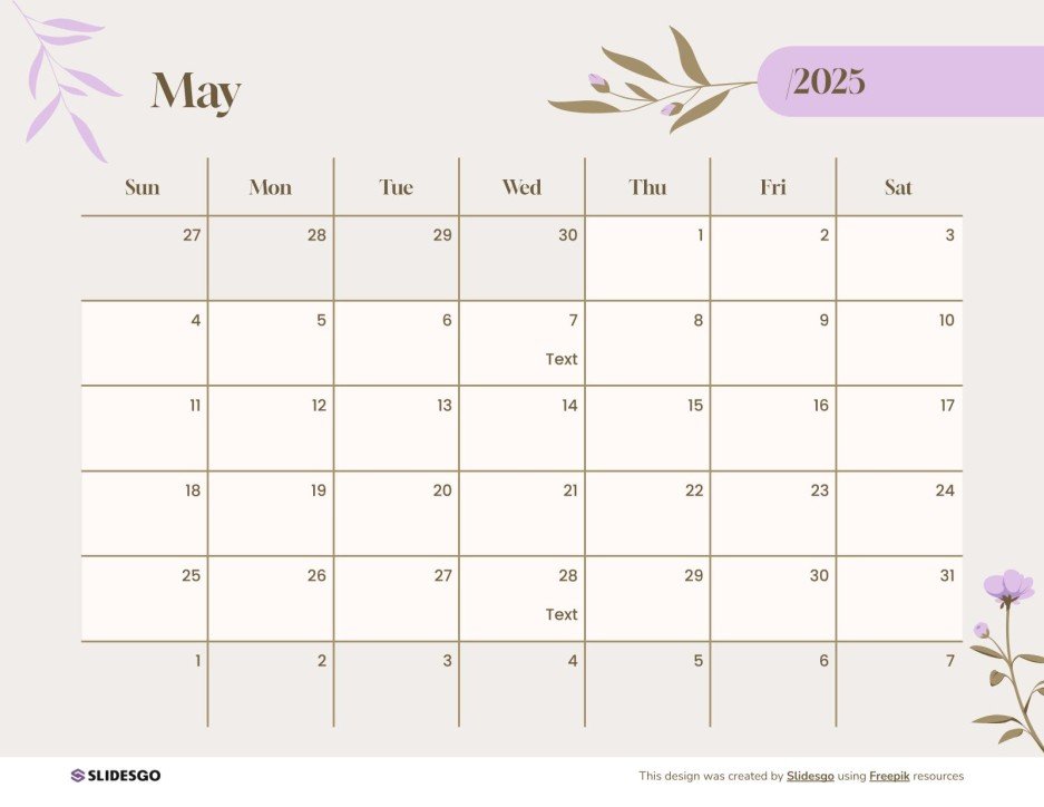 Calendar 2025 Template