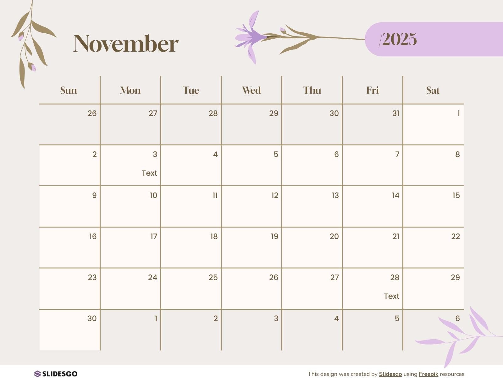 Calendar 2025 Template