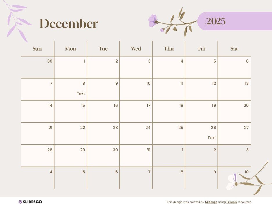 Calendar 2025 Template