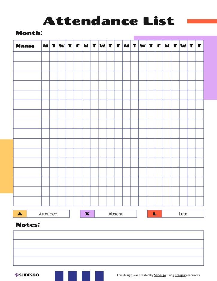 Attendance List Template