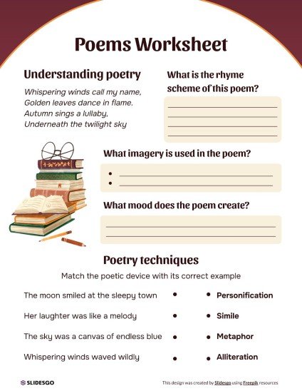 Poems Worksheet Template