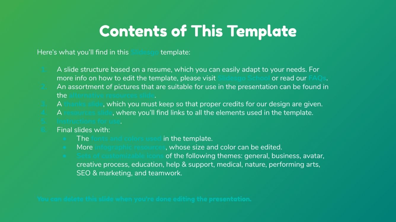 General Green CV Google Slides Theme and PowerPoint Template
