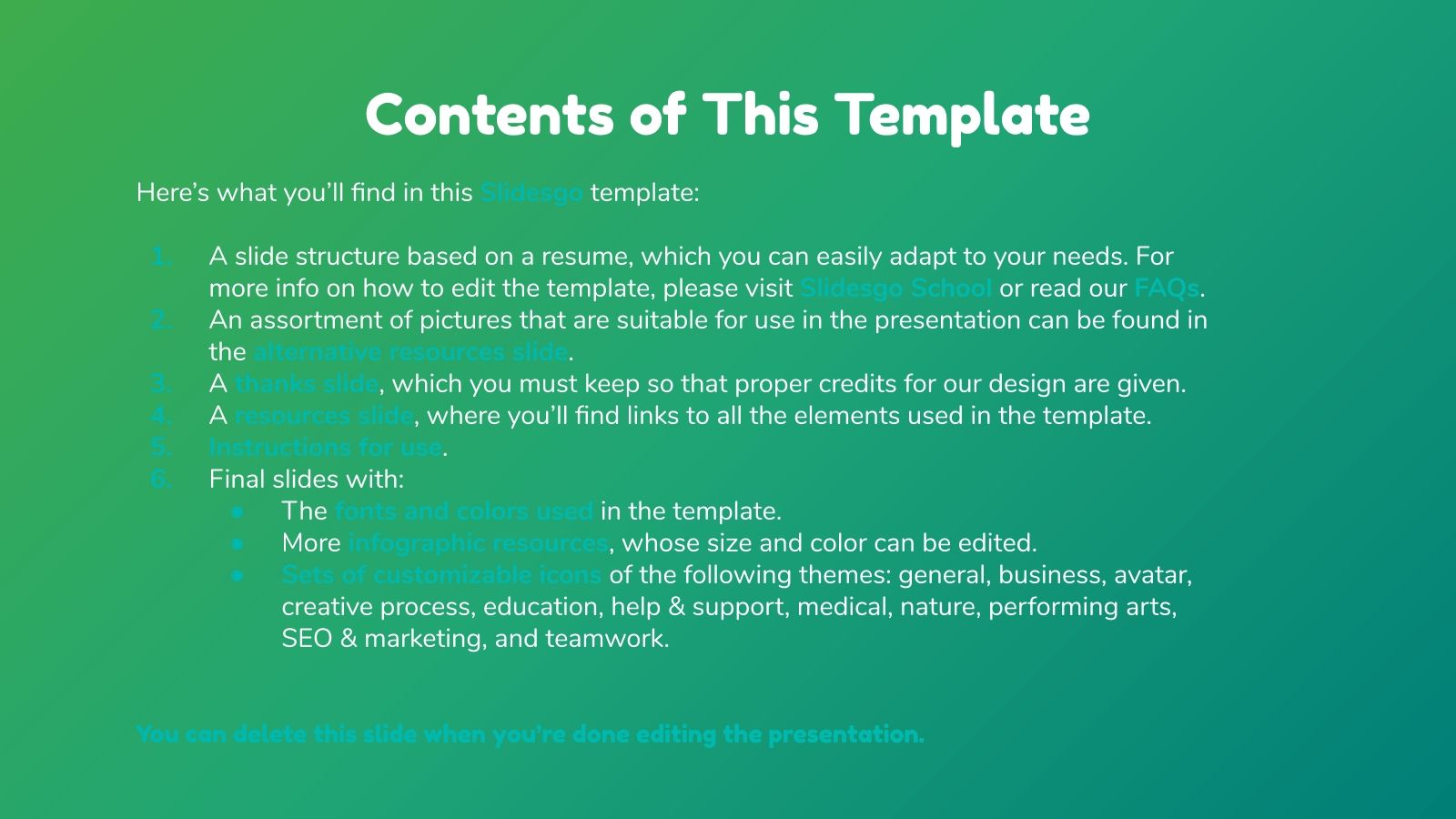 General Green CV Google Slides Theme and PowerPoint Template