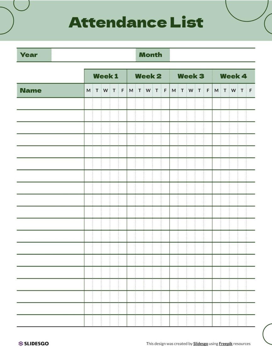 Attendance List Template