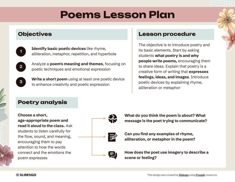 Poems Lesson Plan Template