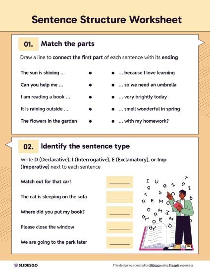 Sentence Structure Worksheet Template
