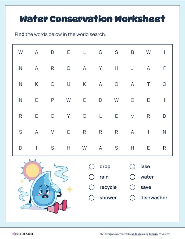 Water Conservation Worksheet Template