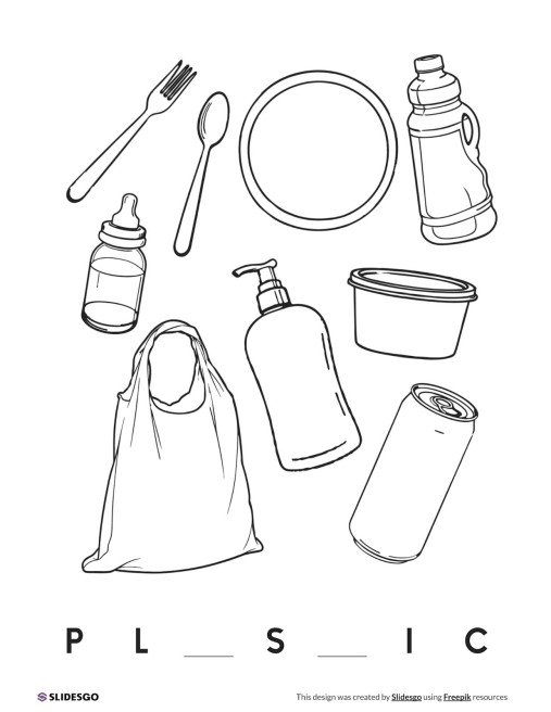 Recyclable Materials Coloring Book Template