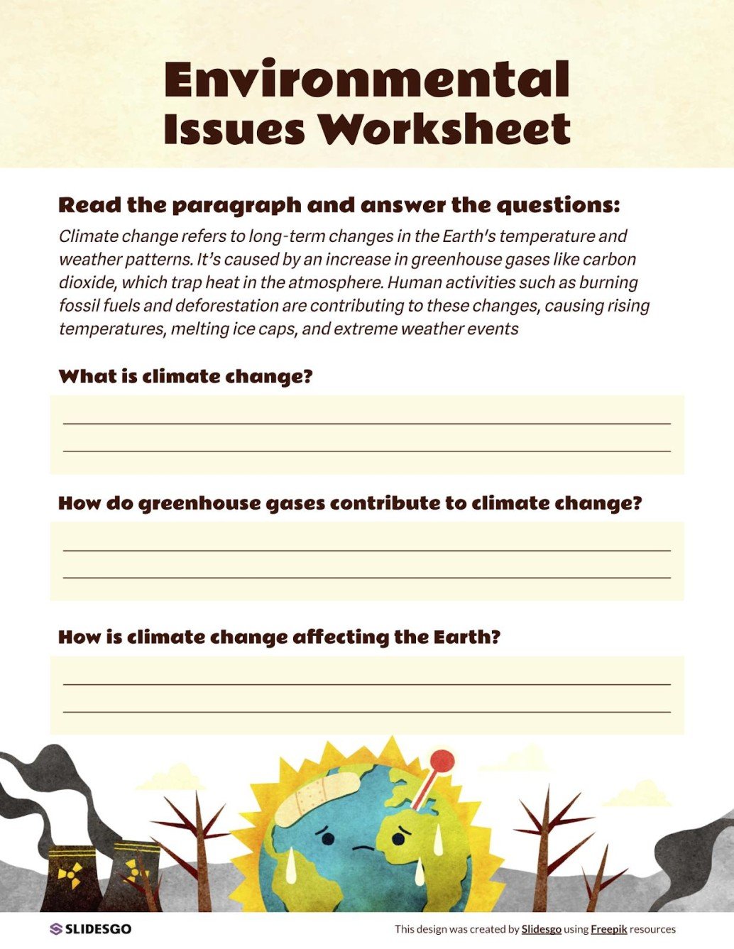 Environmental Issues Worksheet Template