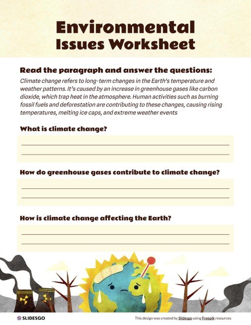 Environmental Issues Worksheet Template