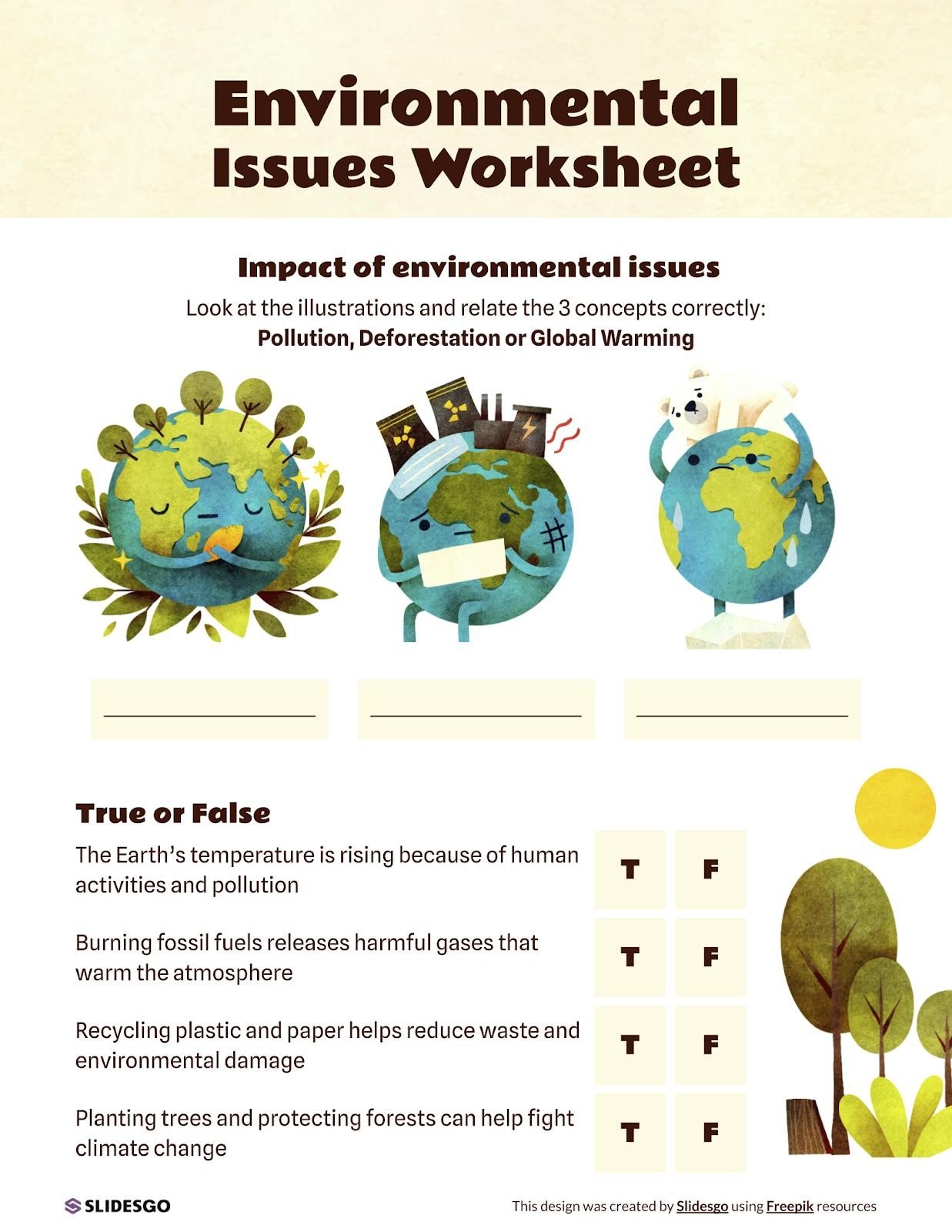 Environmental Issues Worksheet Template