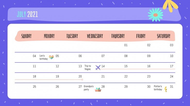 July Daily Slides | Google Slides & PowerPoint template