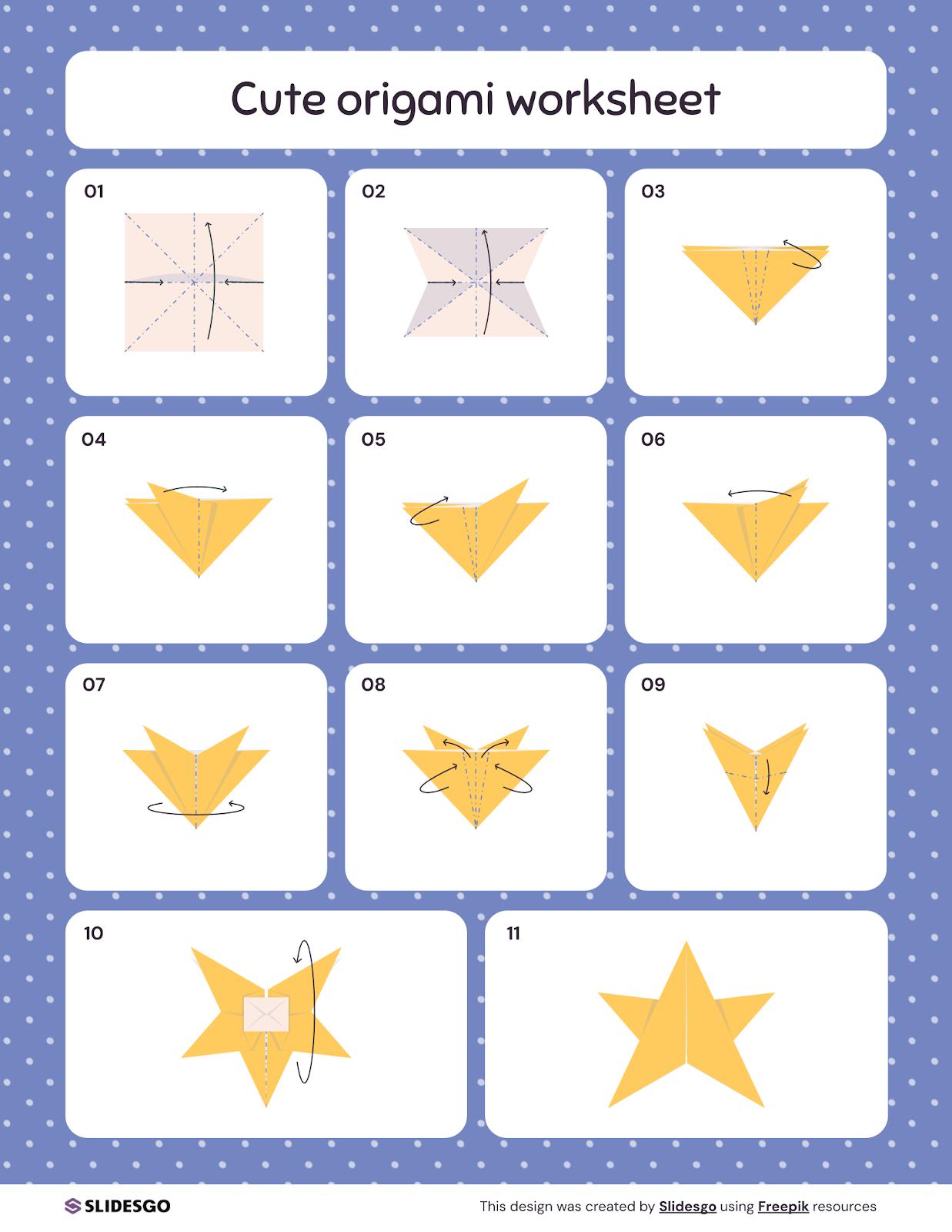 Cute Origami Worksheet Template